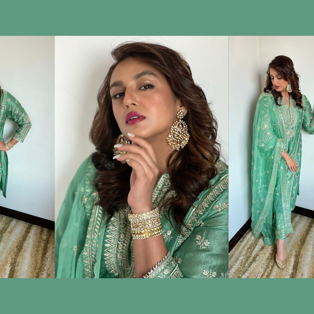 Introducing the Green New Rati Palazzo Set by Gopi Vaid, Worn By Huma – Ganpatis