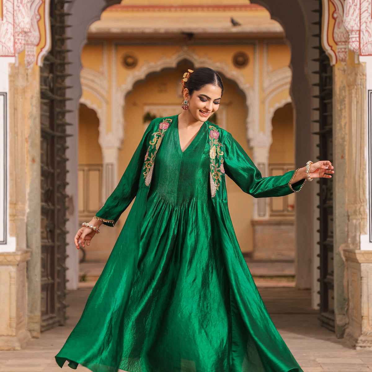 Cheent embroidery solid Jacket style – Ganpatis