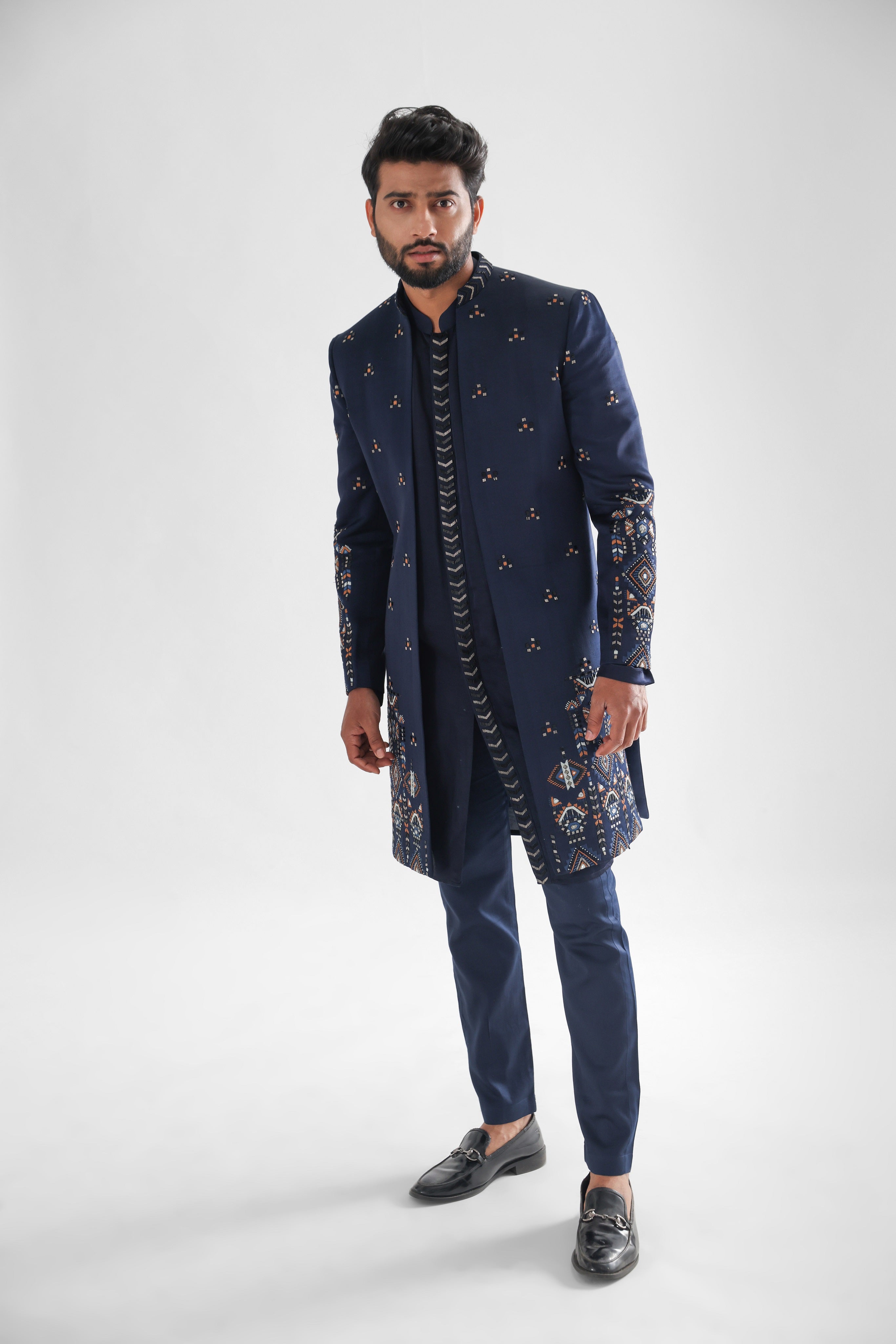 NAVAL NAVY BLUE ACHKAN SET – Ganpatis