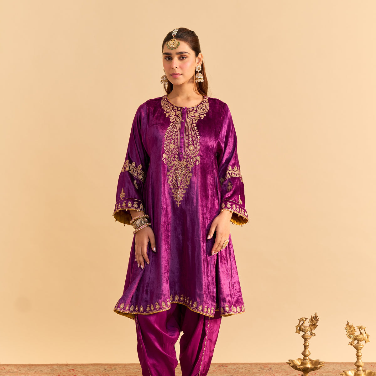 Amal - Deep Purple A-line Kurta with Dhoti – Ganpatis