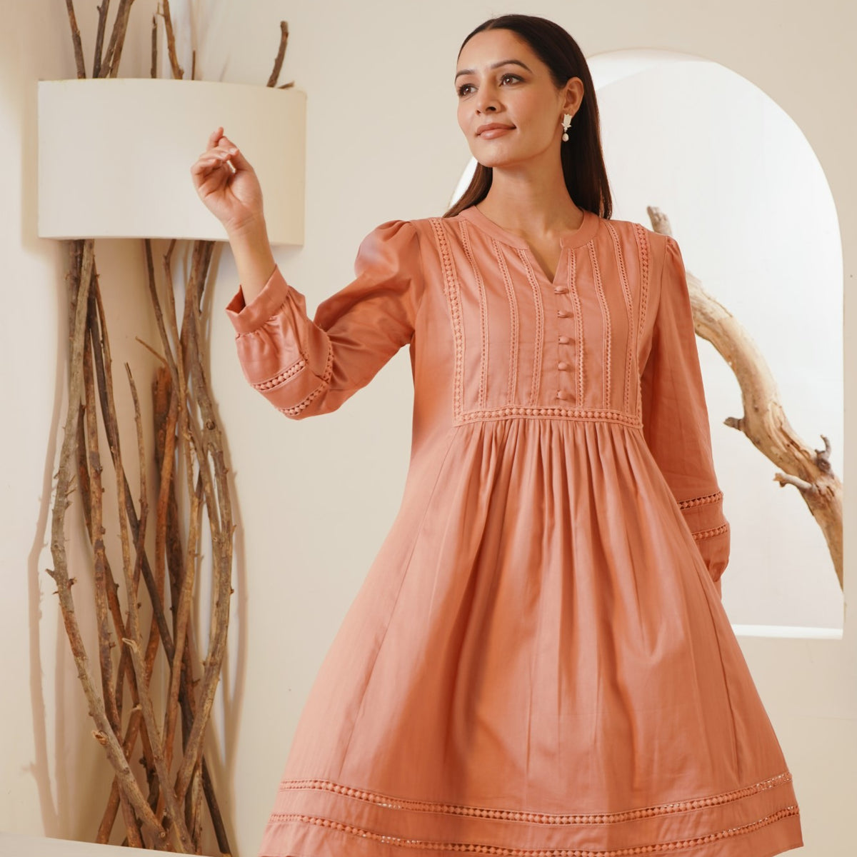 Brunt Rose Cotton Satin Dress – Ganpatis