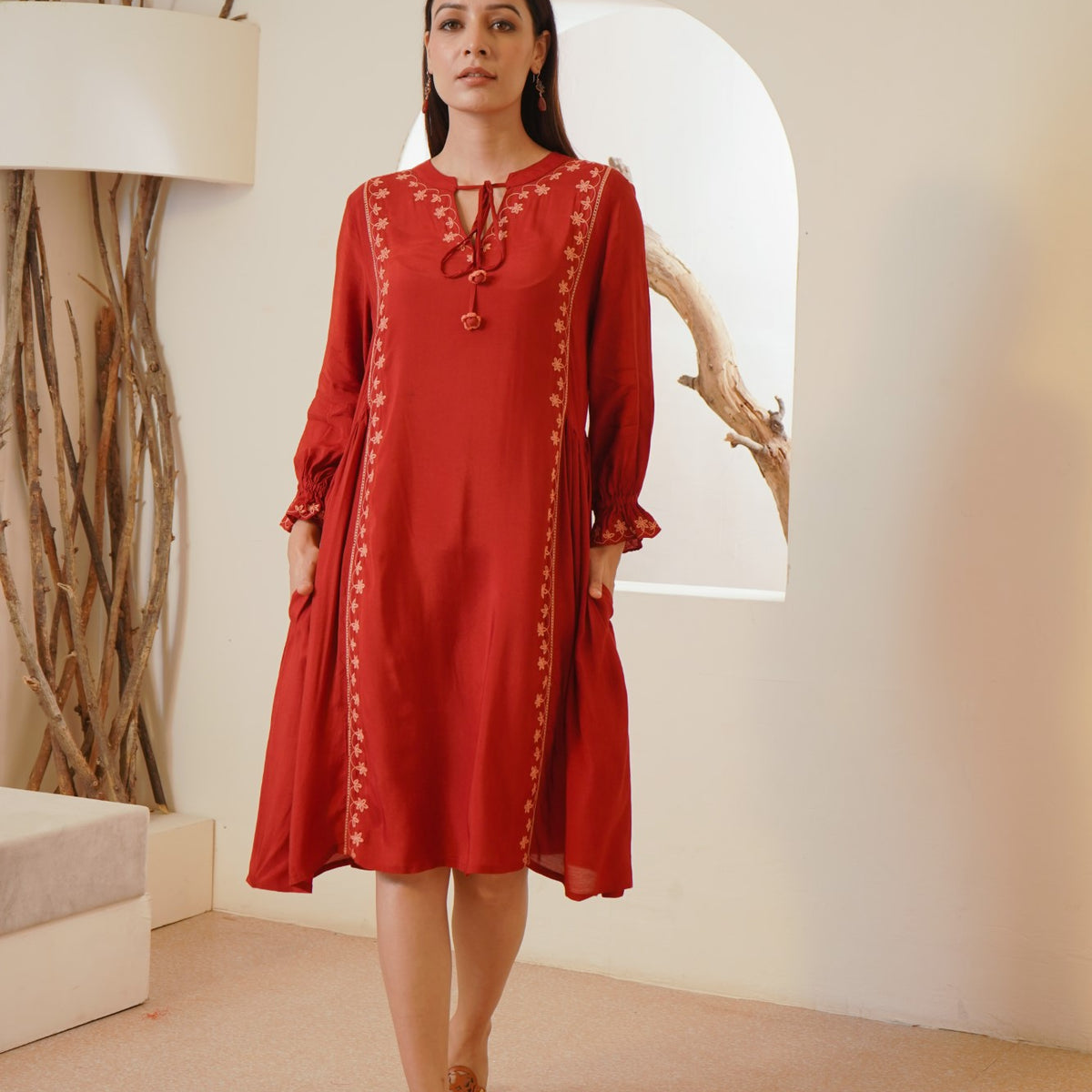 Chirpy Red Modal Dress – Ganpatis