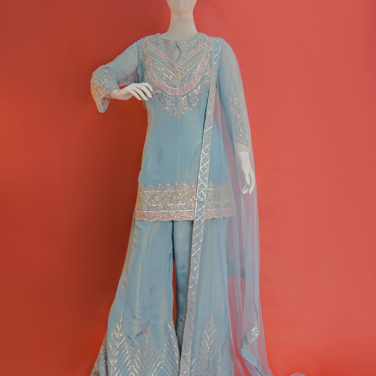 Stunning Sky Blue Sharara Set – Ganpatis